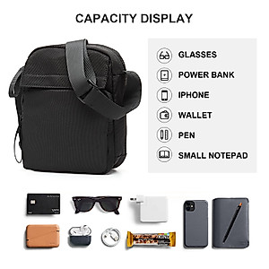 WEPLAN Crossbody Bag for Men, mini man purse,Travel Messenger Shoulder Bag for Men, Small Side Bags for Mens