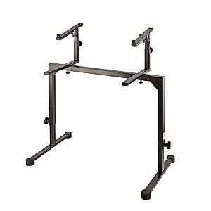 K&M Konig & Meyer 18811.000.55 Keyboard Stacker | Compatible w/ K&M Omega Table Style Stand | Add Keyboard, Laptop, Midi Controller, Mixer | Height/ Tilt/ Width Adjustment | Steel | German Made Black