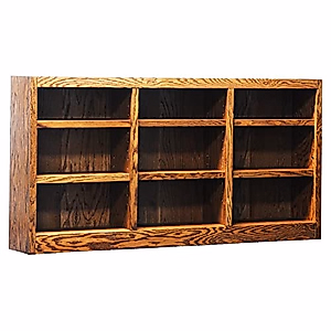 Traditional 36" Tall 9-Shelf Triple Wide Wood Bookcase in Dry Oak