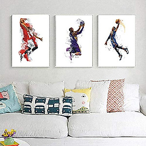 Basketball art Canvas Painting,Kobe Bryant Poster Pictures Prints ,Basketball Wall art Prints Suitable for Boys Bedroom, Frameless,(8x 10 inx4)