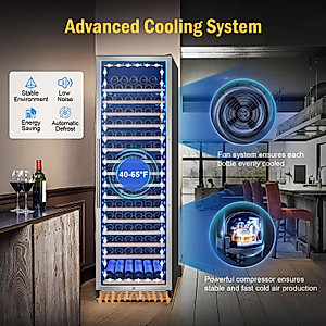 FoMup Wine Cooler Refrigerator, 24 Inch, 189 Bottle Capacity, Freestanding/Built-in Wine Chiller with Sliding Shelves, Professional Wine Cellar, Low Noise, Reversible Door