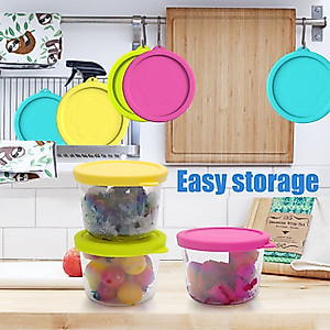 VIOTIIN 1 Cup (4 Pack) + 2 Cup (4 Pack) Silicone Replacement Lids Storage Cover for Pyrex 7202-PC and Anchor Hocking Glass Bowls (Container not Included) 8 Pack Microwave, Dishwasher and Freezer Safe