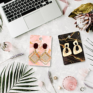 900 Pcs Marble Earring Necklace Display Card Holder for Selling, 250 Pcs 5 Colors Jewelry Display Cards 150 Pcs Self Seal Bags and 500 Earring Back for Jewelry Packing, 2 x 2.8 Inches (Golden Ripple)