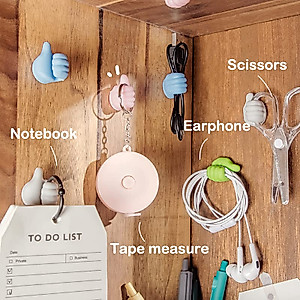 VYWmna 24Pcs Silicone Thumb Hooks, Multi-Function Creative Thumb Wall Hook for Cable Clip Key, Self-Adhesive Wall Decoration Hook Home Office Wall Storage