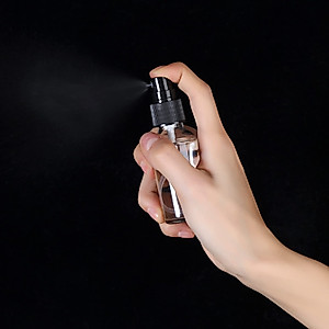 YONKAN 2oz Glass Spray Bottle, Fine Mist Boston Glass Bottles with Black Fine Mist Sprayer Small Clear Bottles for Essential Oils, Bath, Beauty, Hair & Cleaning, Clear, Pack of 48