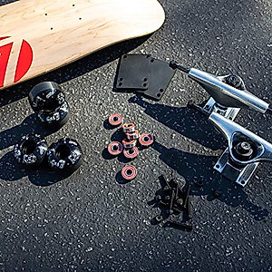 Cal 7 129mm, 139mm Skateboard Trucks, Wheels Combo (Silver Trucks+ Black Interstellar Wheels, 5 Inch Trucks)