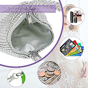Hysagtek Silver Purse for Women, Small Silver Rhinestone Purse Sparkly Bag, Sparkly Purses, Rhinestone Clutch, Sequin Purse, Silver Clutch Purses for Women Evening Wedding Party, Mini Size