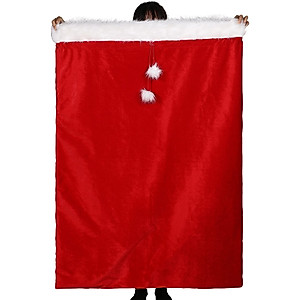 56 x 36 in Jumbo Christmas Red Velvet Santa Bag Giant Santa Gift Sack with Cord Drawstring Christmas Extra Large Santa Claus Bag Sack Christmas Drawstring Bag Gift Wrap Bag for Xmas Present (1)