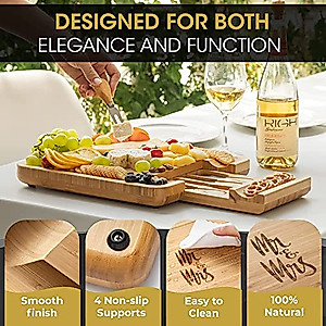 DELUXY Mr and Mrs Cheese Board - Perfect Christmas Gifts For Couples, Wedding Gifts For Couples Unique 2022, Bridal Shower Gifts For Bride, Anniversary, His and Hers, Couples Gifts For Husband & Wife