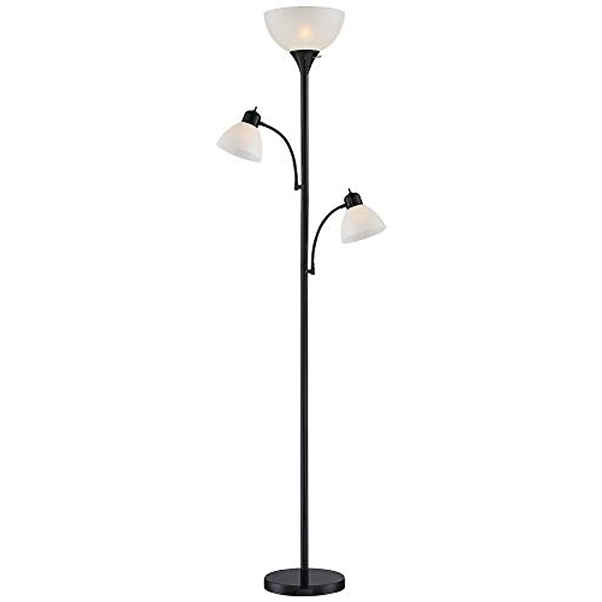 360 Lighting Bingham Modern Torchiere Standing Floor Lamp 71 1/2" Tall Black Metal 3-Light White Shade Decor for Living Room Reading House Bedroom Home Office House