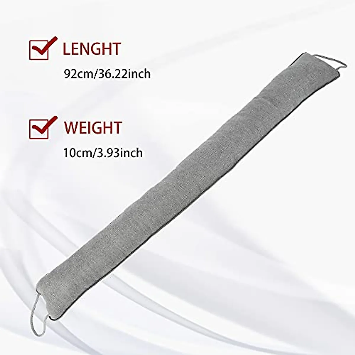 Upgraded Under Door Draft Guard 36inch, Air Stopper Noise Blocker Heavier Bottom Insulation with Hanging Loops Easy Storage (Grey, Cotton)