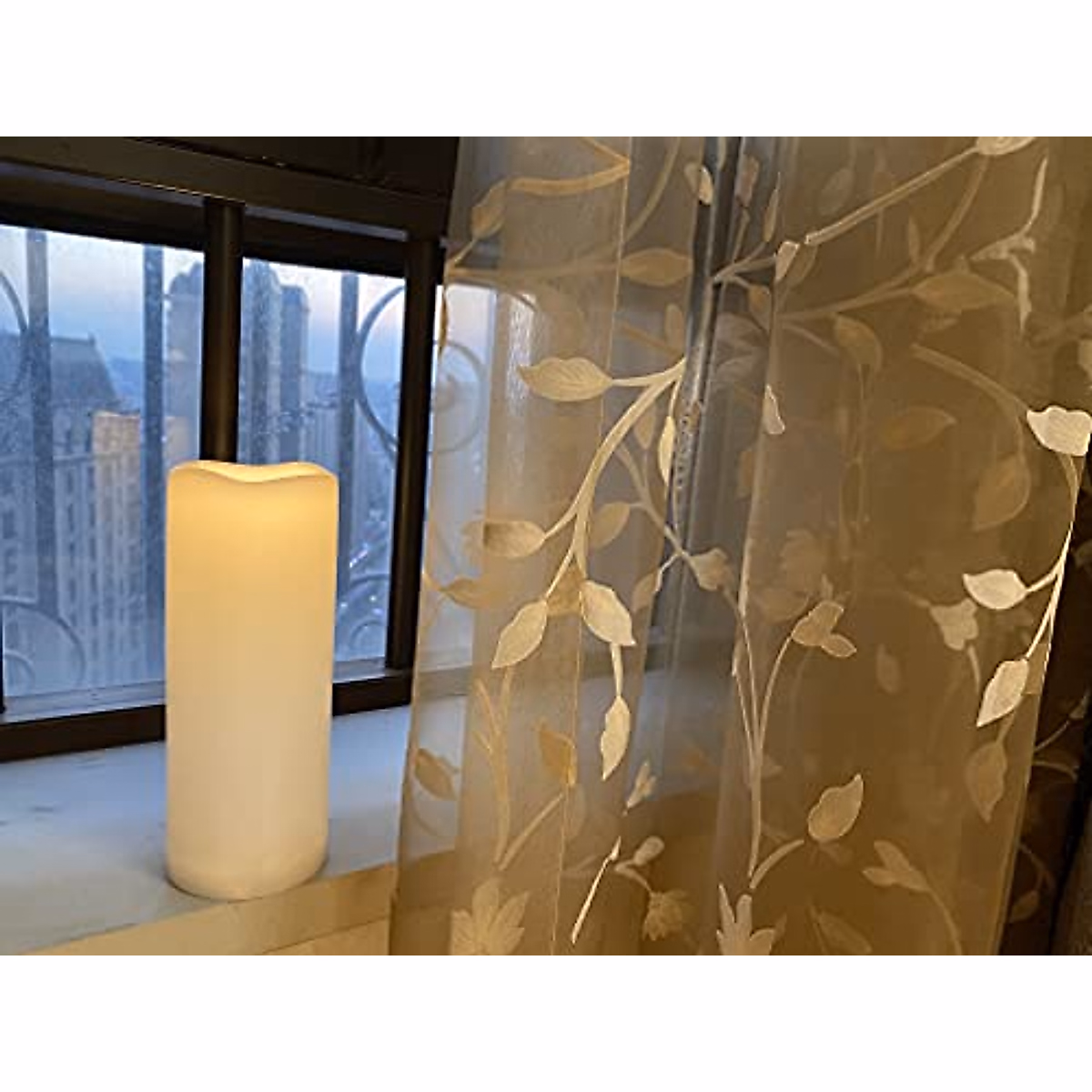 Waterproof Outdoor Flameless Pillar Candles with Timer Battery Operated Electric LED Candle Set for Gift Home Décor Party Wedding Supplies Garden Halloween Christmas Decoration, 2 Pack, 3” x 8”