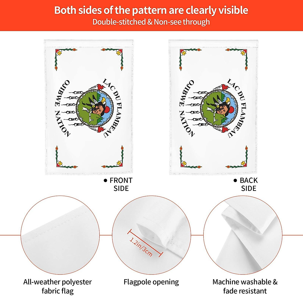 LIICHEES Flag Of The Lac Du Flambeau Ojibwe Nation Garden Flag 12x18 Inch Double Sided Outside Decoration Banner Yard Welcome Flags Home Decor Flags