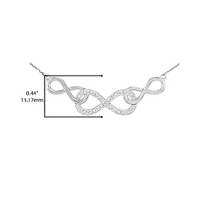 14K White Gold 1/10 Cttw Diamond Triple Interwoven Infinity Symbol Rolo Chain Necklace (J-K Color, I1-I2 Clarity) - 16"