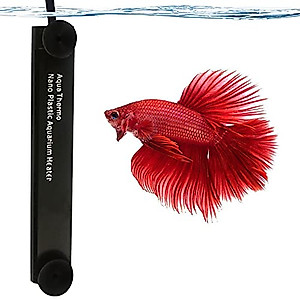 SunGrow Halfmoon Betta Heater, 10 Watts, for Small Tanks, Fully Submersible Aquarium Heater, Automatically Reaches Preset Temperature, Energy-Efficient Heating Module, Suction Cups Included
