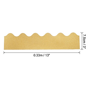 PATIKIL 3" x 13" Bulletin Board Border, 60 Pack Scalloped Trim Strips Wall Decor for Locker Classroom Cork Poster Black Board White Chalkboard, Shine Gold