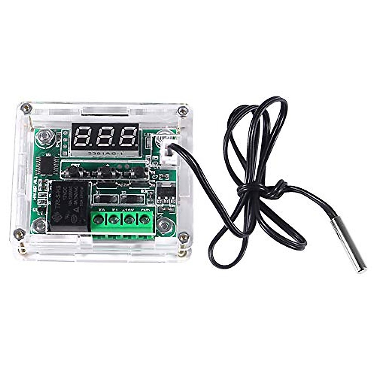 ALMOCN 2PCS W1209 DC Digital Temperature Controller Board 12V with Case, Red Digital Display Thermostat -50-110°C Electronic Temperature Temp Control Module Switch Waterproof