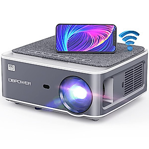DBPOWER Native 1080P WiFi Projector, Upgrade 12000L 450 ANSI Full HD Outdoor Movie Projector, Support 4K+4P+4D Keystone/Zoom/PPT, 300" Portable Mini Video Projector Compatible w/Phone/Laptop/DVD/PC/TV