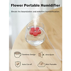 Small Flower USB Humidifier, Creative Cute Atomization Mist Maker, Simple Mini Ultrasonic Fogger, Personal Portable Waterproof Air humidifier for Home Bedroom Office Desk (Blue)