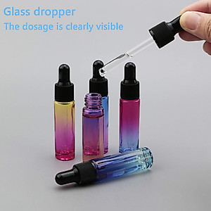 Newzoll 10Pcs Dropper Bottles Set, 10ml (1/3 oz) Gradient Glass Dropper Bottle with 5ml Tapered Plastic Droppers, Essential Oils Perfume Reusable Bottles Vial