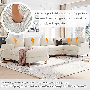 Eafurn Oversized Modular Sectional Sofa with Ottomans,6 Seater Corduroy Upholstery L Shaped Reversible Corner Couch,98" Symmetrical Convertible Sleeper Sofa & Couch Free Combination