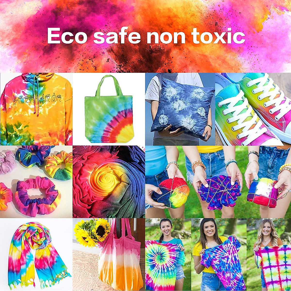 Tie Dye Powder, 12 Colors Dye Packets, Color Powder Packets Bright Fabric Dye, Tie Dye Party Supplies Suitable for Children and Adults（12Pack,10G Per Pack）