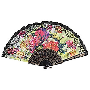 PHONME Decorative Folding Fans Chinese Style Lace Hand Held Folding Fan Portable Cooling Fan Flowering Fan Dance Party Wedding Decor Handheld Fans Elegant Hand Fans Vintage style (Color : D)