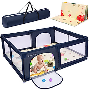 Large Baby Playpen, Playpen for Babies and Toddlers, Extra Safe with Anti-Collision Foam Baby Fence, Indoor & Outdoor Playard Kids Activity Center