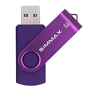 SIMMAX 64GB Memory Stick USB 2.0 Flash Drives Swivel Thumb Drive Pen Drive (64GB Purple)