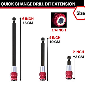 Drill Bit Extension Magnetic Drill Bit Holder 1/4 Hex Shank Extension for Drill Bits,Quick Change Bit Holder Drill Bit Extender(3 Packs)