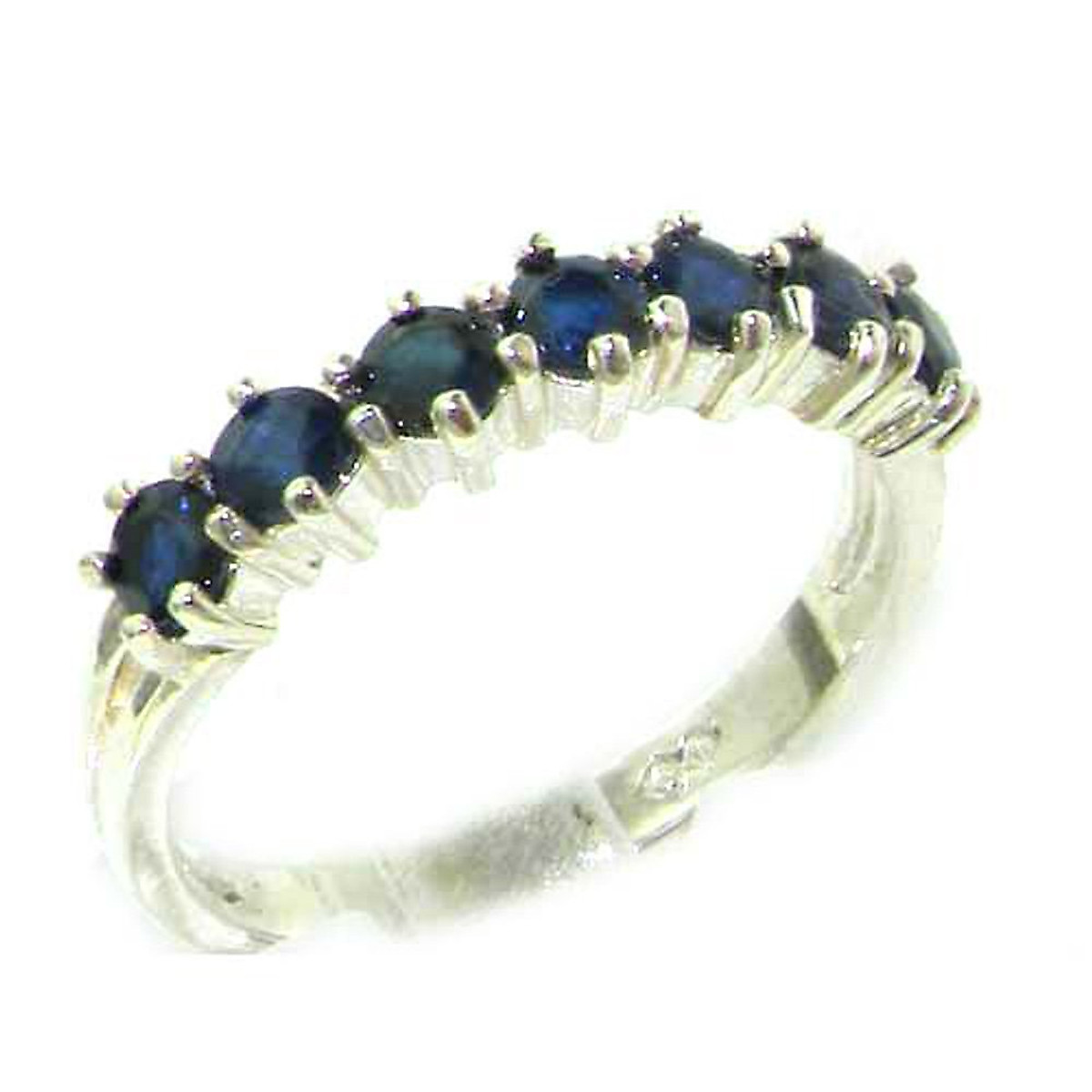 925 Sterling Silver Natural Sapphire Womens Eternity Ring - Size 5