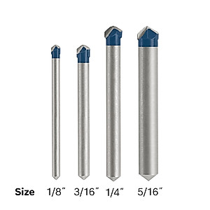 BOSCH NS2000 4-Piece Carbide Tipped Natural Stone Tile Bits Assorted Set for Drilling Natural Stone, Granite, Slate, Ceramic and Glass Tiles, Easy Application with No Water Required