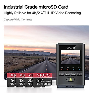 VIOFO 128GB Industrial Grade microSD Card, U3 A2 V30 High Speed Memory Card with Adapter, Support Ultra HD 4K Video Recording