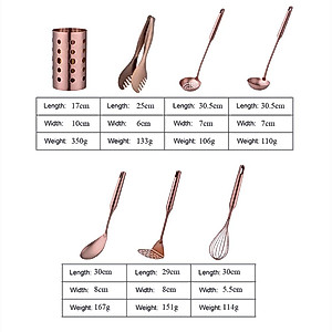 7pc Stainless Steel Kitchen Utensils Chopsticks Tube Soup Ladle Colander Set Gold Cooking Tool Set Egg Stirrer Kitchenware Set (Style 2)