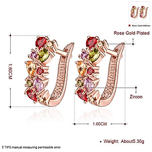 14K Rose Gold Huggie Stud Earrings for Women Gold Hoop Earrings Multicolored Crystal Elements Fashion Bridal Jewelry Crystals