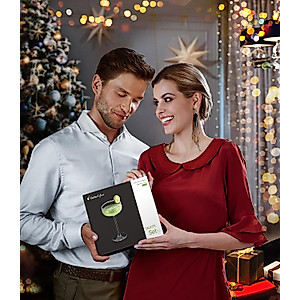 Unique Martini Glasses | Set of 4 | 8 oz Crystal Round | Art Deco Cocktail Glasses Set for Pisco Sour, Mixed Drinks | Hand-Blown Fancy Champagne Coupe Glass