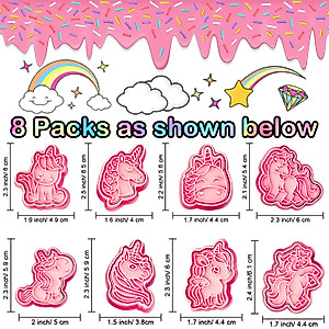 Leesgel Unicorn Party Decorations, 8 Styles Unicorn Cookie Cutters for Kids Birthday Party Supplies Favors, 3D Unicorn Biscuit Fondant Cookie Cutters Shapes for Baking