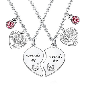 Friendship Gifts 2Pcs Heart Pendant Silver Necklace for Women Friend Jewelry Necklace Set for Best Friend