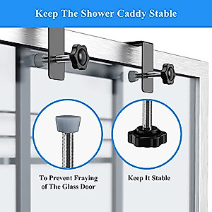 Nieifi Adjustable Over The Door Shower Caddy Organizer Shelves Rack with Hooks, Hanging Rustproof Shower Shelf Storage Basket for Inside Shower, Small Items Don’t Fall, Balck 4 Tier