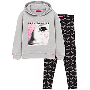 Barbie Hoodie & Leggings Girls Kids Doll Jumper Black Grey Clothes 3-4 Years