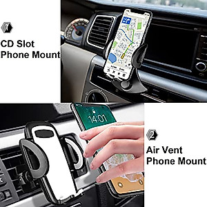 CD Slot Car Phone Mount, Universal CD Slot & Air Vent Car Phone Holder Hands-Free CD Player Car Cradle Vehicle Mount for iPhone 14 13 12 11 Pro Max XS XR SE Galaxy S22 S21 S20 S10 Android Phones