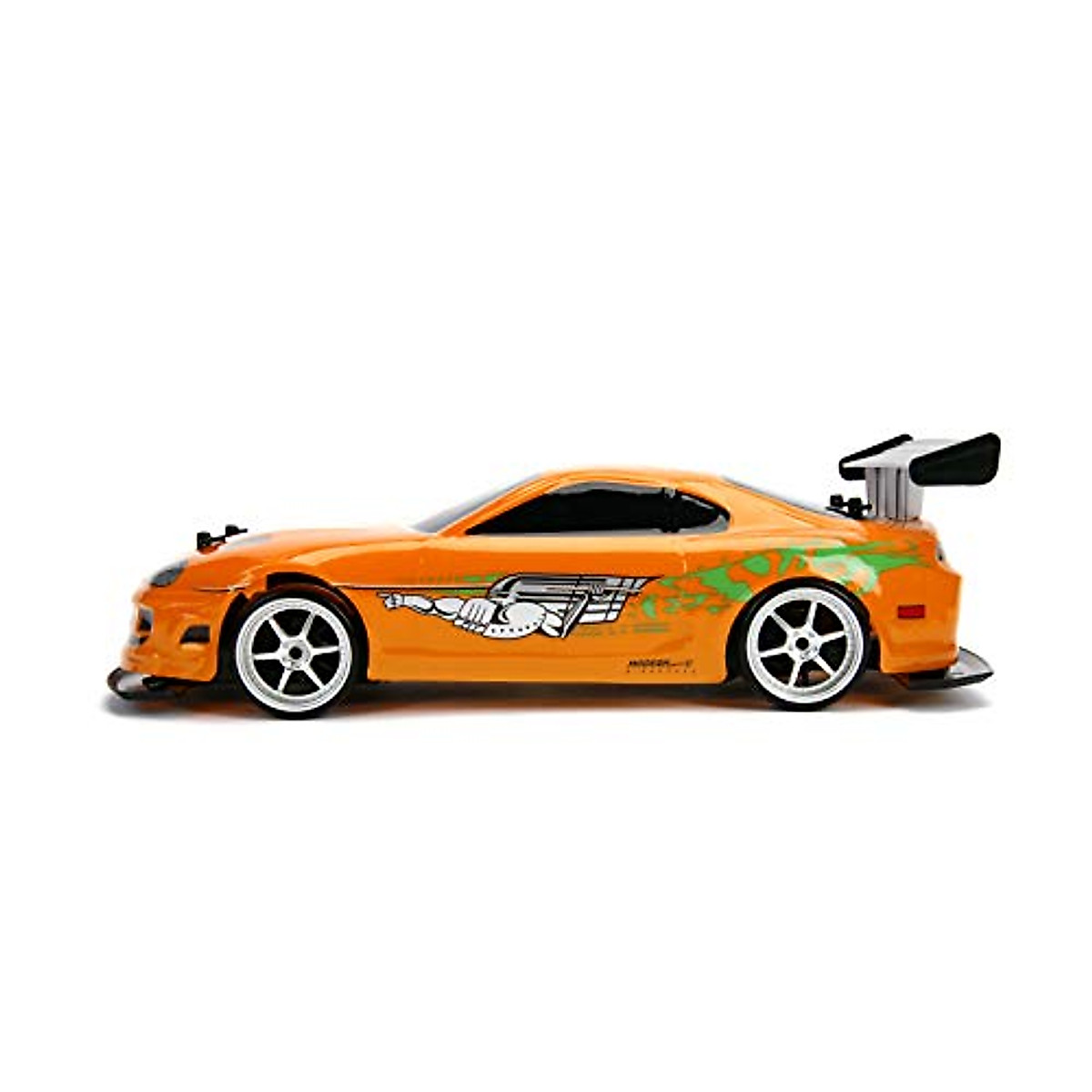 Jada Toys Fast & Furious 1:10 Toyota Supra Remote Control Car Drift Slide RC with Extra Tires 2.4GHz, Toys for Kids and Adults, Orange,black
