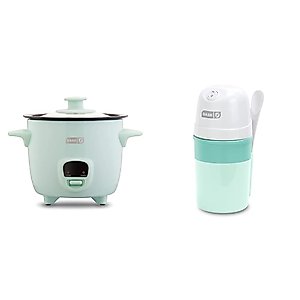Dash DRCM200GBAQ04 Mini Rice Cooker Steamer & My Pint Electric Ice Cream Maker Machine for Gelato, Sorbet + Frozen Yogurt with Mixing Spoon