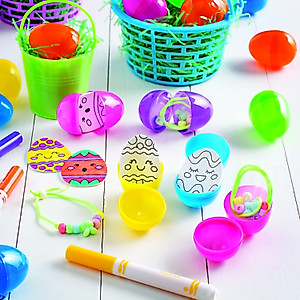 Plastic Easter Basket Buckets for Easter Party Egg Hunts Kids Easter Basket Decoration Activity - 12 Pieces