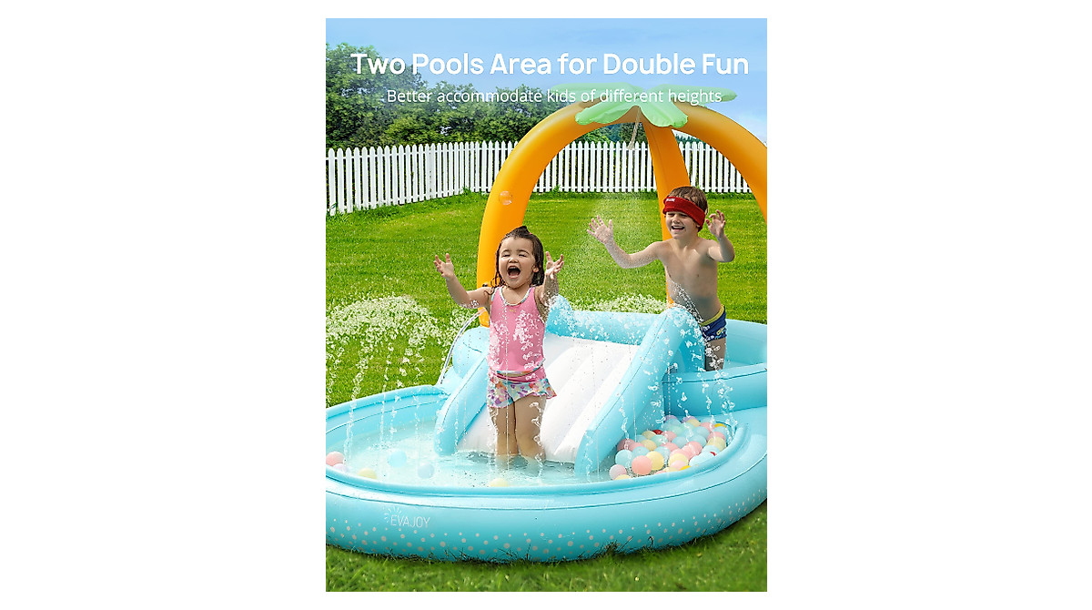 Evajoy Inflatable Kiddie Pool with Slide - Summer Fun