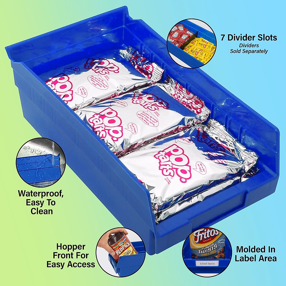 Akro-Mils 30130 Plastic Nesting Shelf Bin Box, (12-Inch x 6-1/2-Inch x 4-Inch), Blue, (12-Pack)