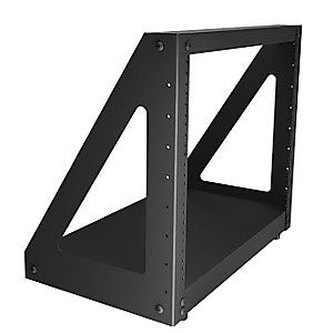 NavePoint 8U 2 Post Server Rack for 19 Inch Equipment, Freestanding Desktop Rack for AV, Networking, Data & IT Devices, Heavy Duty 2-Post Rack 8U 660lbs Weight Capacity, Black