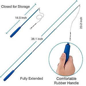 Retractable Cat Wand, Interactive Catcher Teaser Cat Toy 3-Section Teaser Cat Wand Fishing Pole Toy Exerciser for Cat and Kitten (Not Include Replacement)