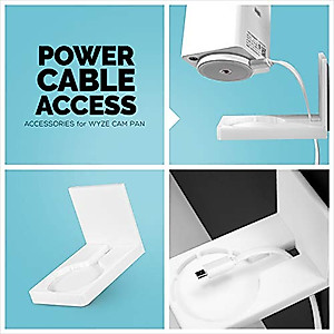 BRAINWAVZ Screwless Wall Mount Kit for Wyze Cam Pan, VHB Stick On - Easy to Install, Full Tilt & Pan Function, No Mess, No Drilling, Strong Adhesive Mount (White)