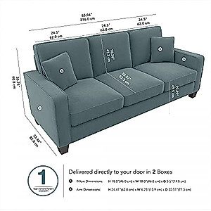 Bush Furniture Stockton Sofa, 85W, Turkish Blue Herringbone